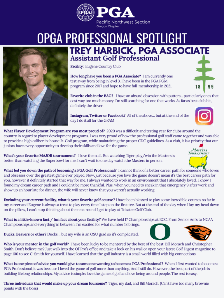 OPGA Spotlight – Trey Harbick | Oregon Chapter PGA