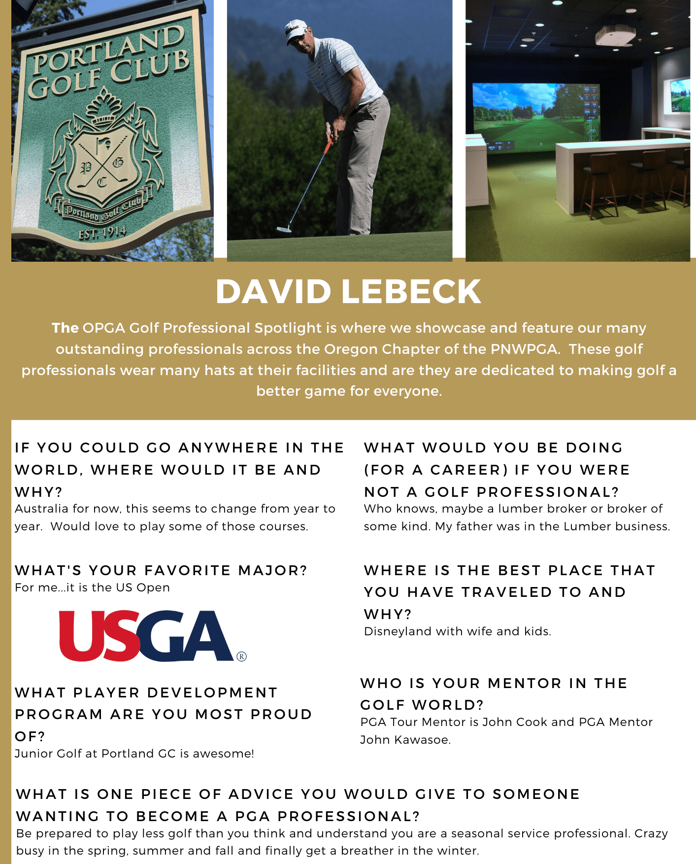 OPGA Spotlight – David Lebeck | Oregon Chapter PGA