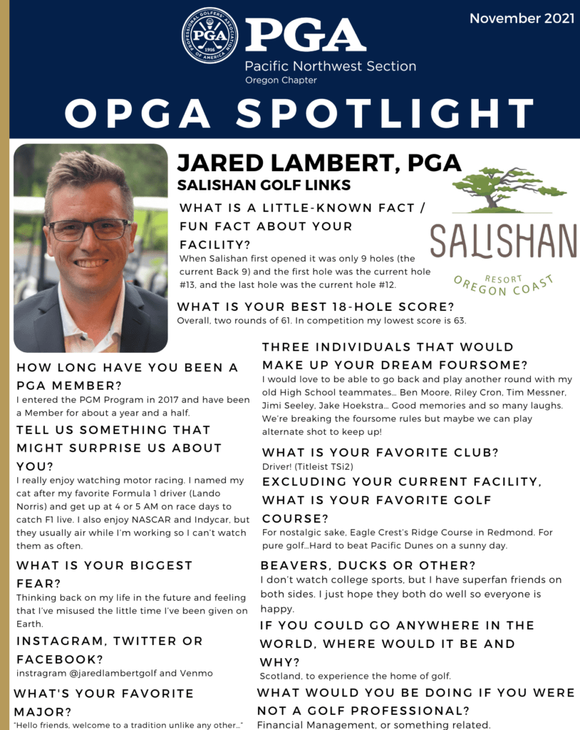 OPGA Spotlight – Jared Lambert | Oregon Chapter PGA
