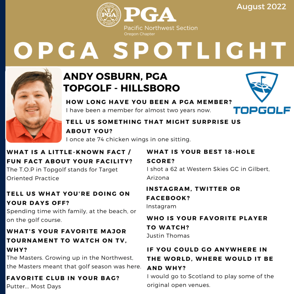 OPGA Spotlight – Andy Osburn, PGA | Oregon Chapter PGA