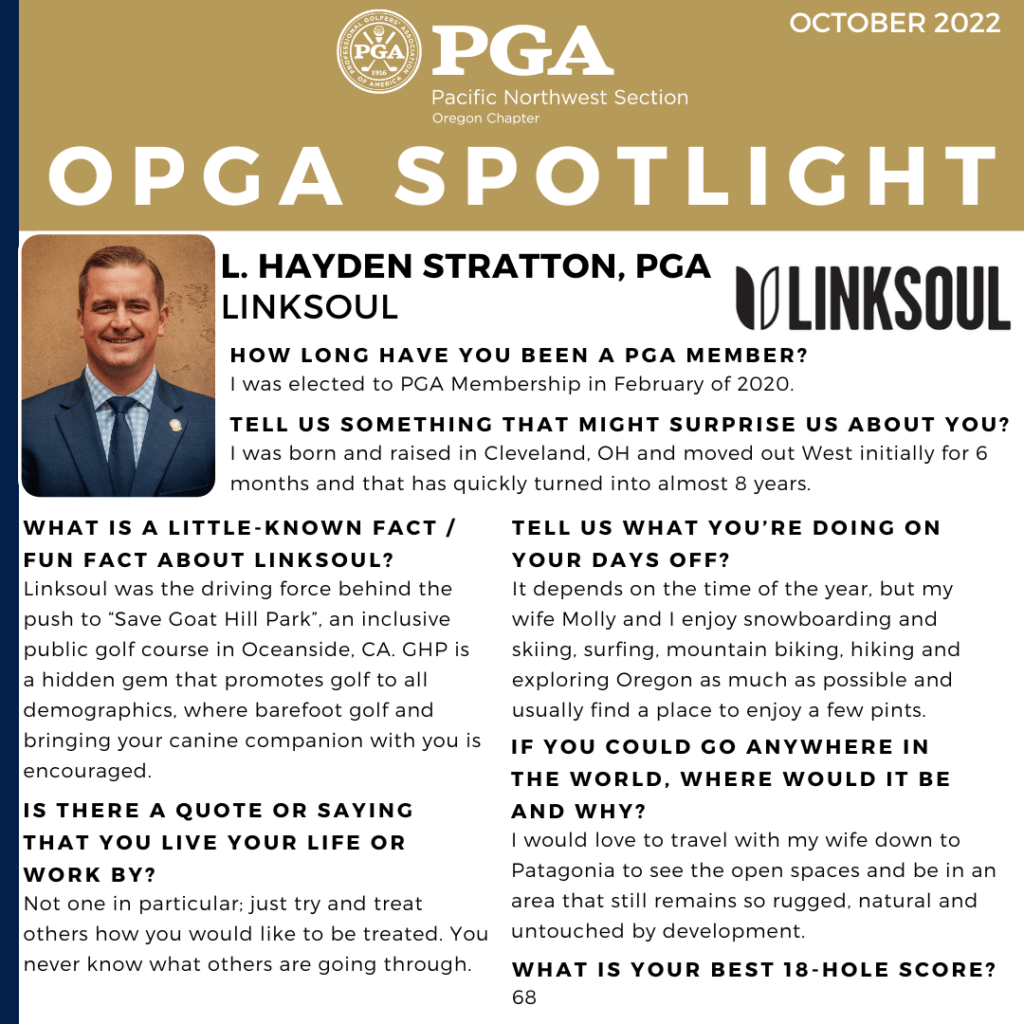 OPGA Spotlight – L. Hayden Stratton, PGA | Oregon Chapter PGA