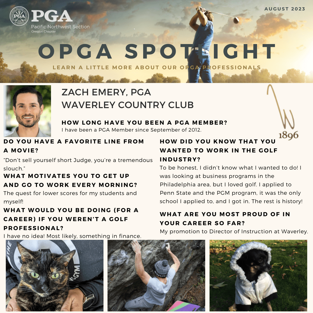 OPGA Spotlight – Zach Emery, PGA | Oregon Chapter PGA